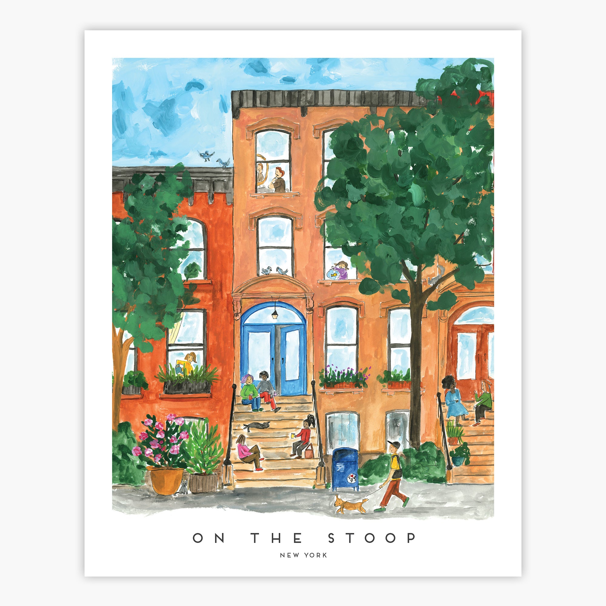 New York Brownstones / On The Stoop 8x10 inch Art Print – The Paperhood