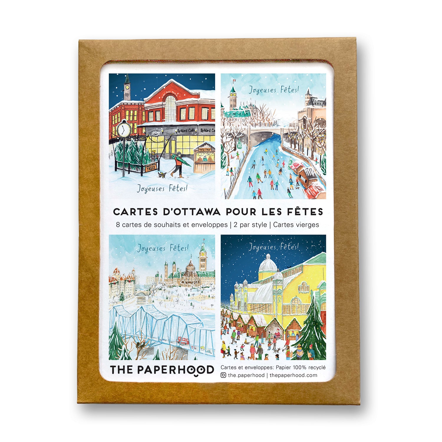 Assorted Box of 8 French Ottawa Holiday Cards / Boîte Assortie de 8 Ca ...
