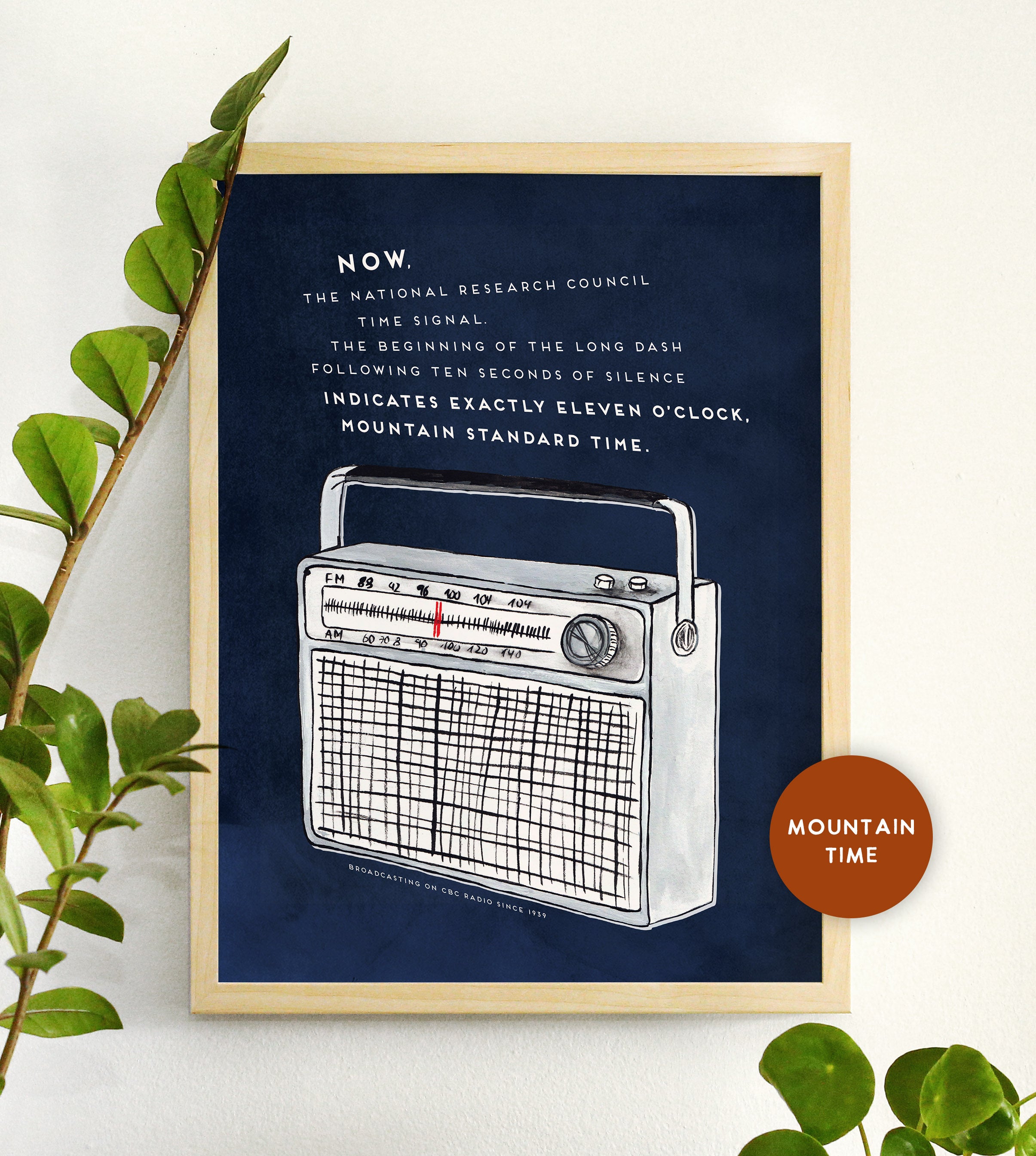 Blue CBC Radio Time Signal Print - Mountain Time – The Paperhood