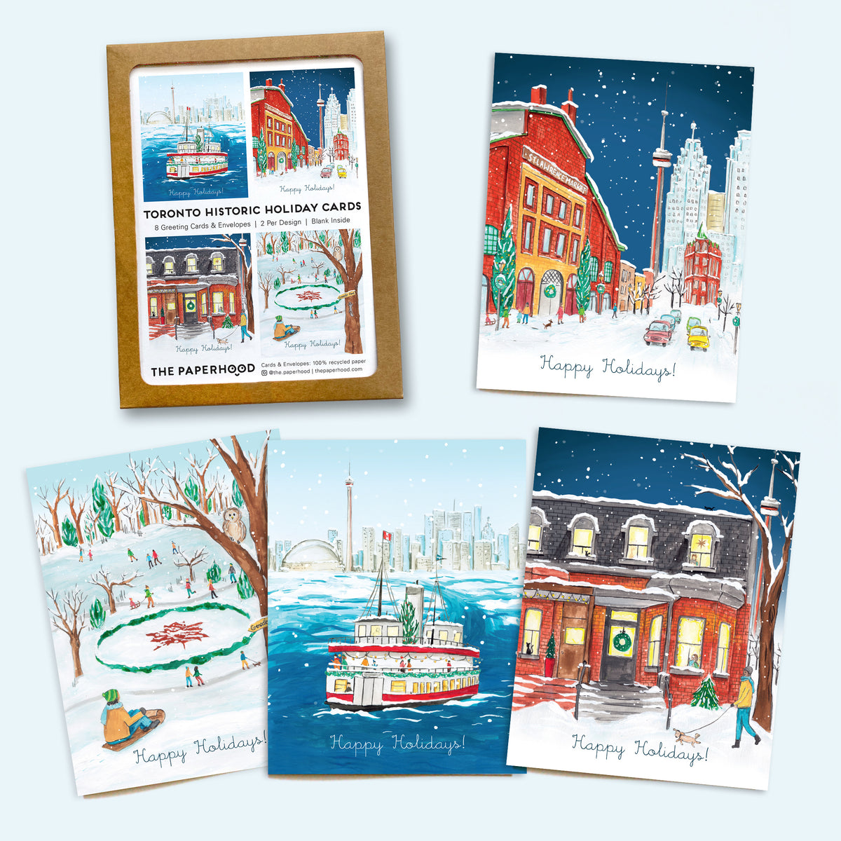 Assorted Box of 8 'Toronto Historic Holiday' greeting cards – The Paperhood